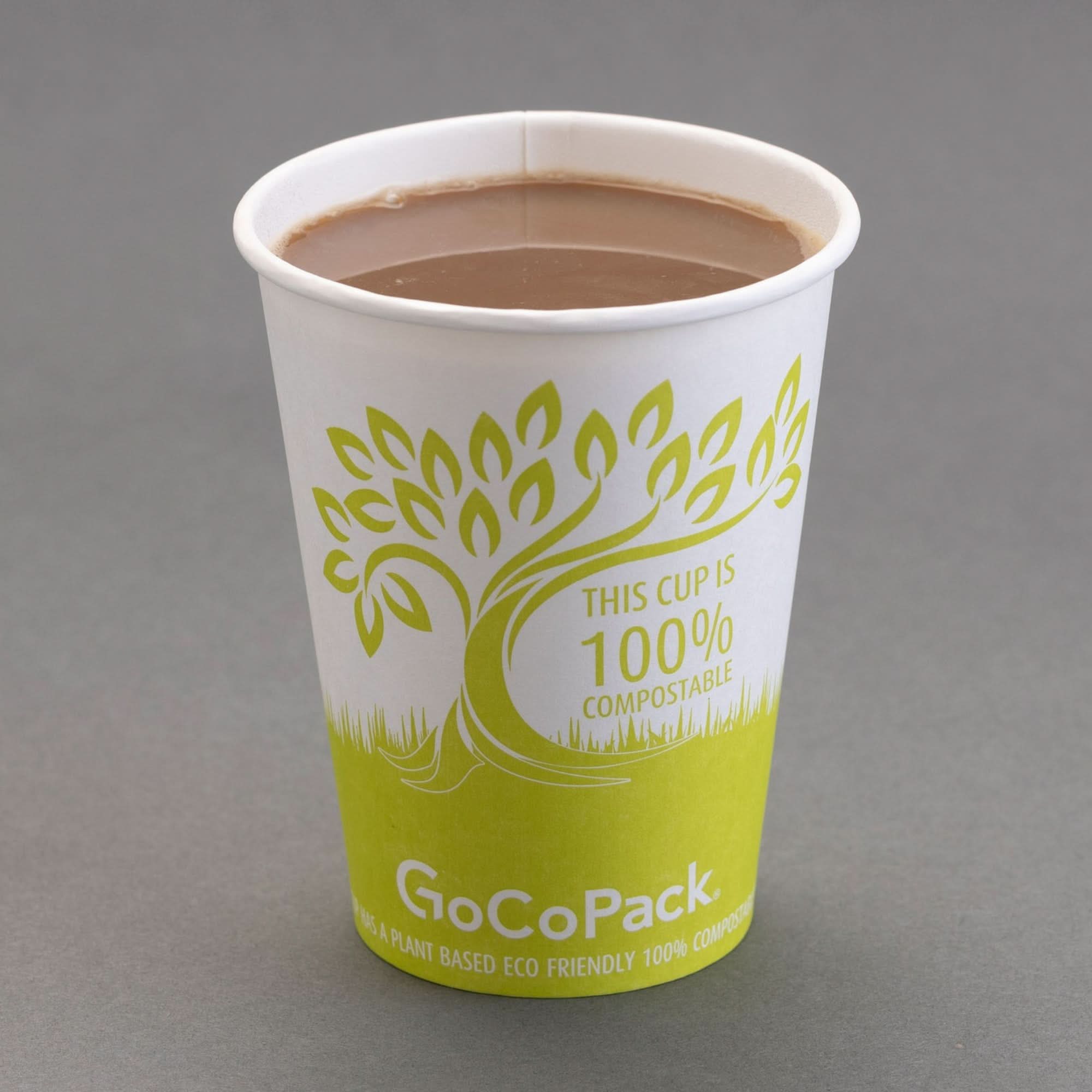 GoCoPack Single Wall 100% Compostable Paper Cups - Available In 8oz ...